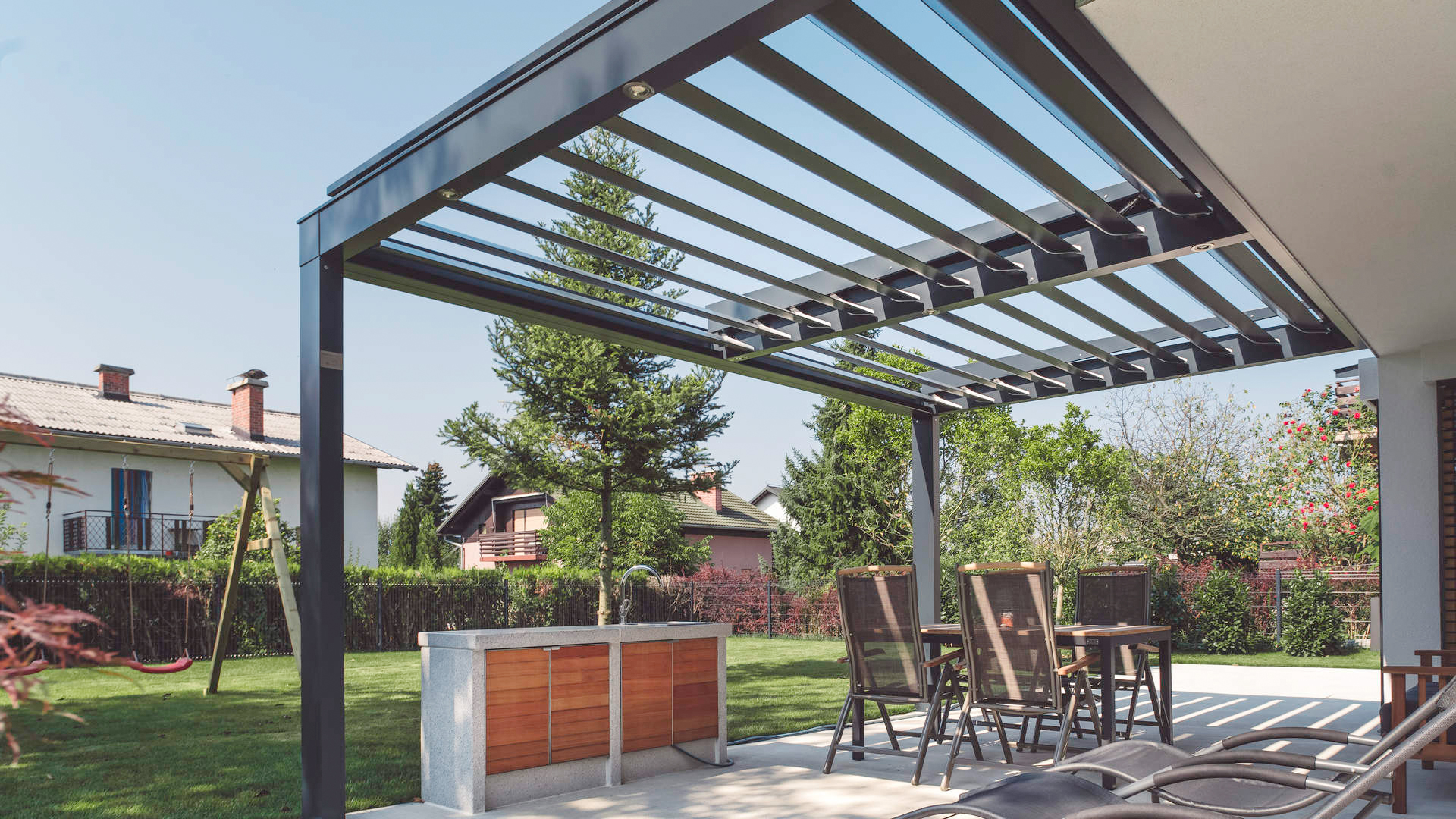 Pergola, Bioclimatic Pergola, Rolling Roof, Giyotin Cam, Zip Perde